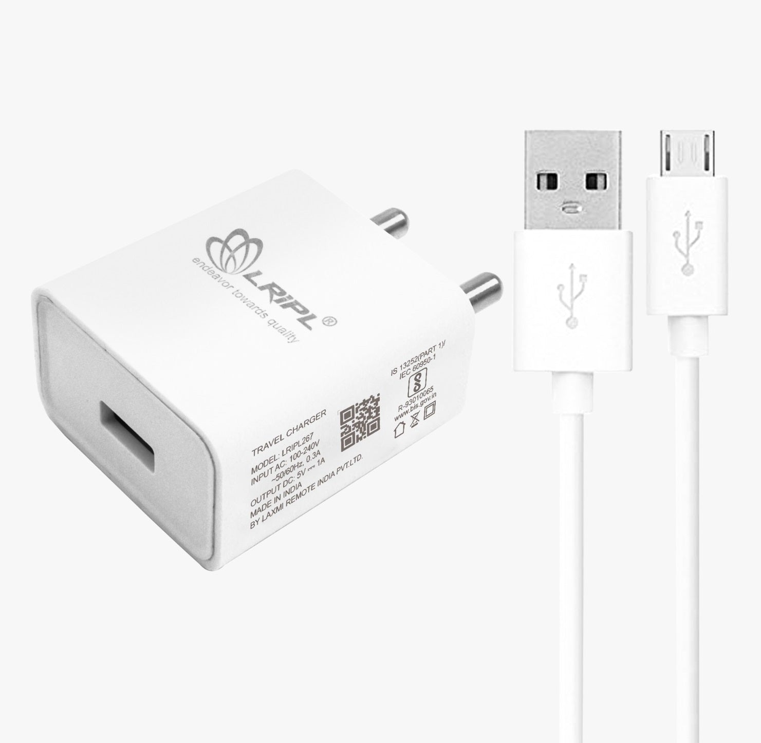 LRIPL 5 W 1 A Wall Charger for Mobile with Detachable Cable (5 W White