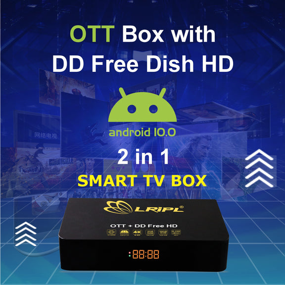LRIPL 2-in-1 Smart Hybrid TV Box with DD Free Dish HD (OTT+DVB S2) 2GB RAM,32GB ROM, Version 11 ...