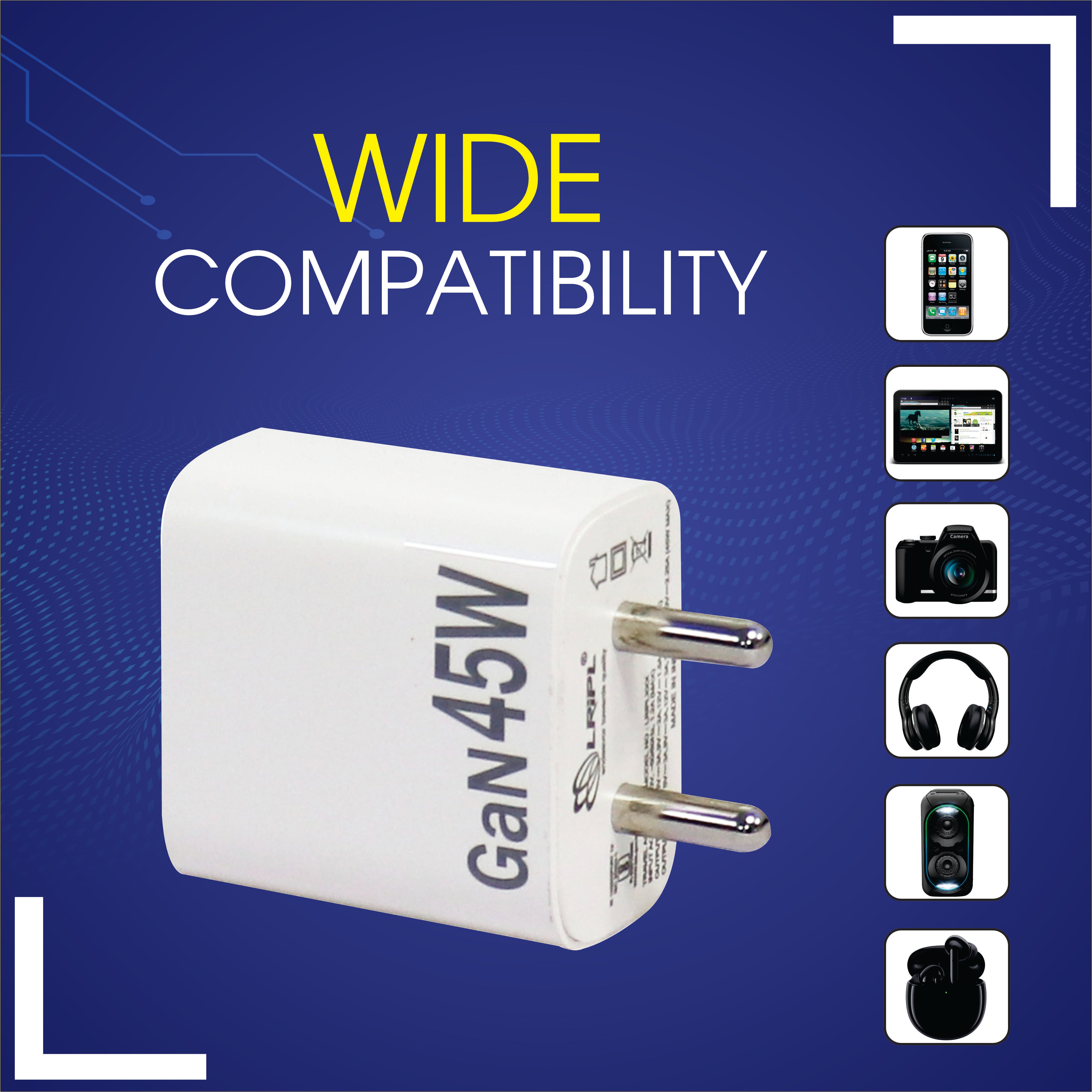 LRIPL GaN 45W QC-PD Fast Charging Enabled Wall Charger (Dual Port USB